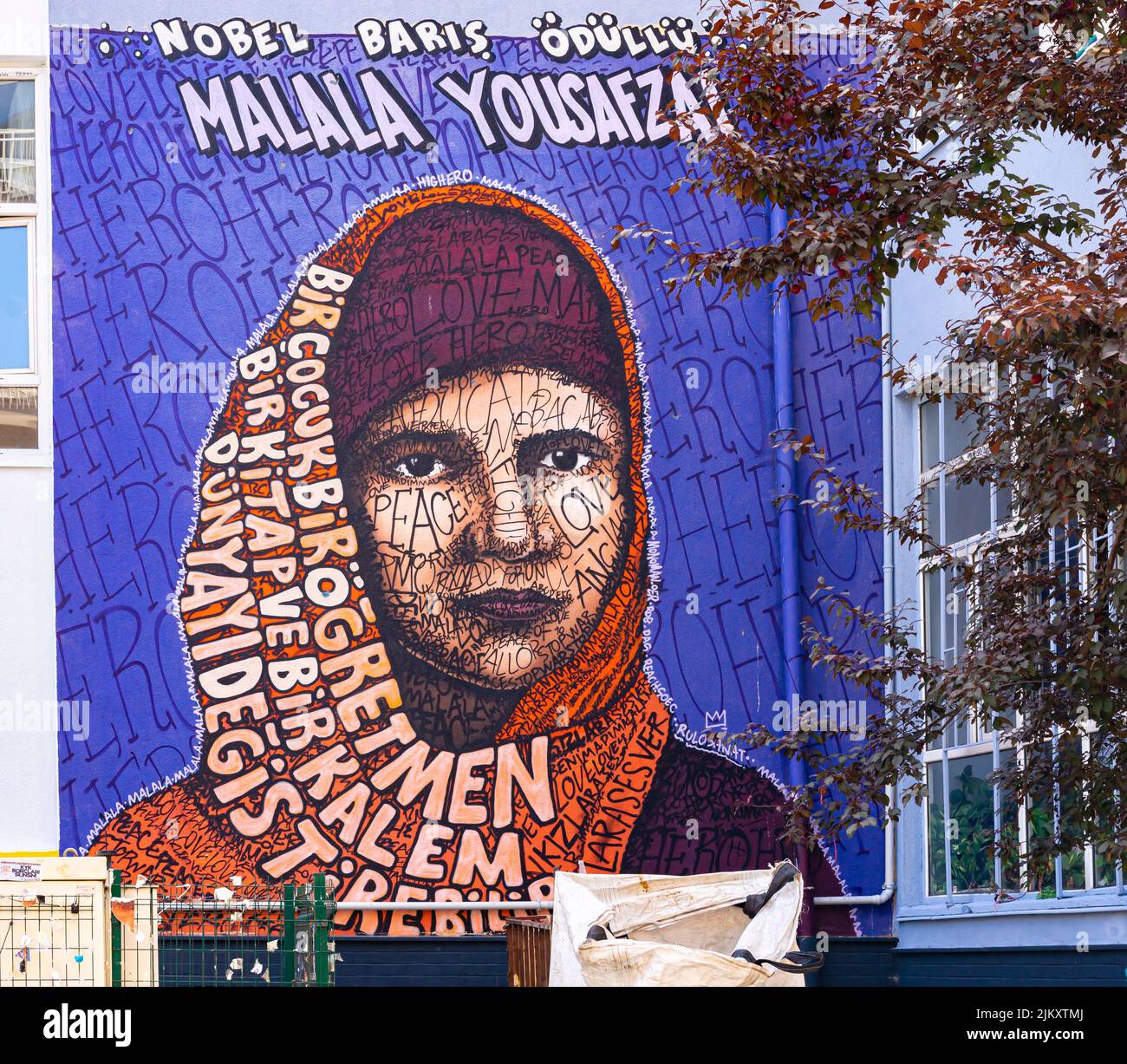 Mural by artist Highero depicting Pakistani Nobel peace prize winner ...