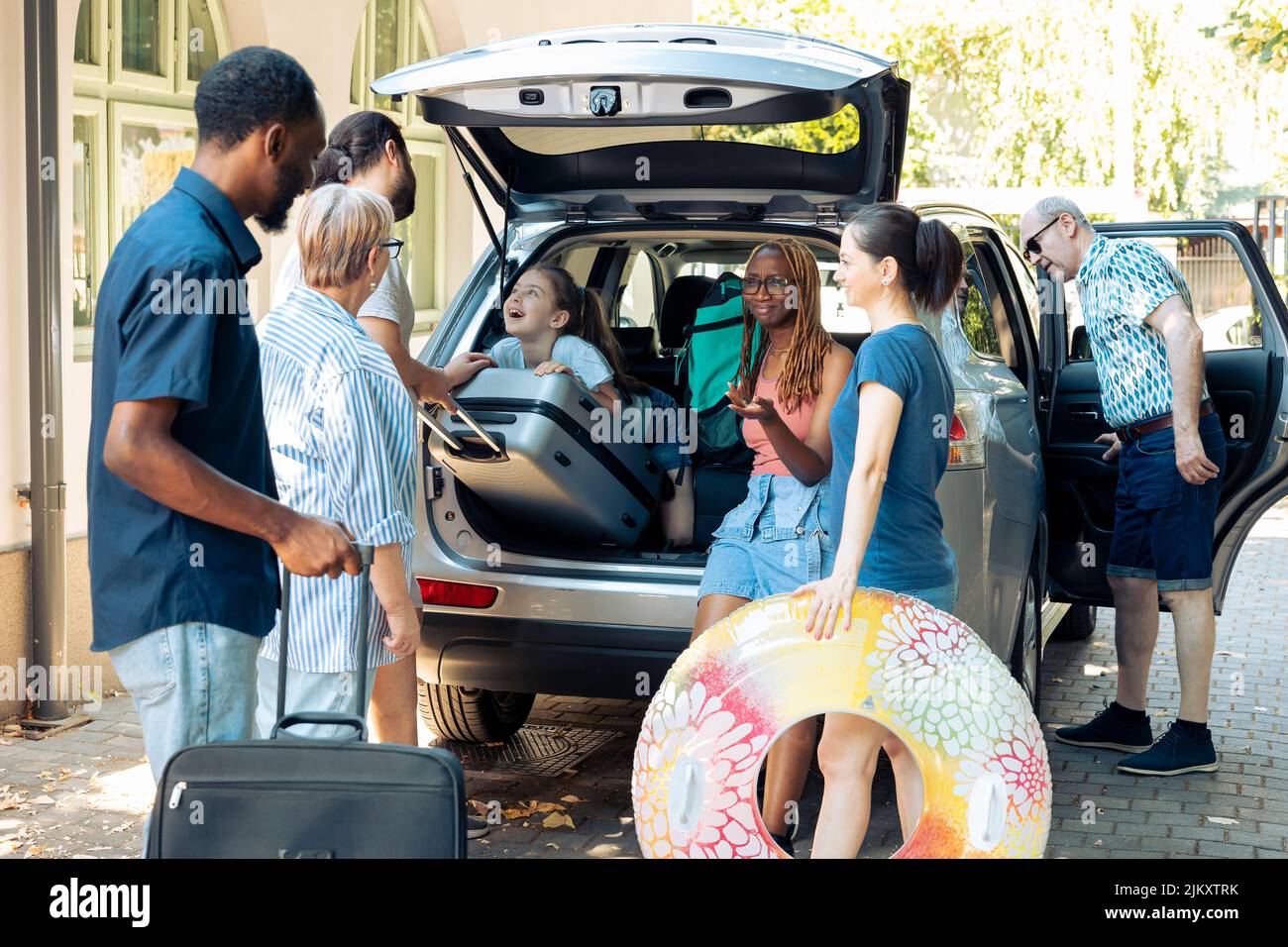 Small kid travelling on vacation with family, preparing to go to ...