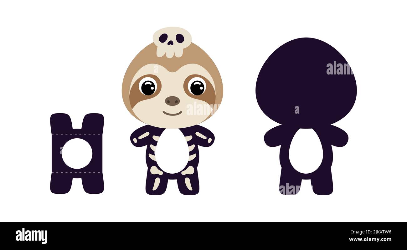 Cute die cut Halloween sloth chocolate egg holder template. Cartoon ...