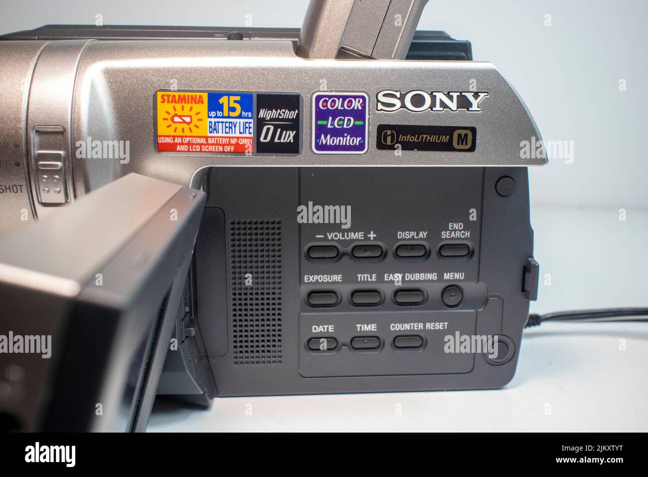 Augusta, Ga USA - 11 06 21: Vintage 2001 Sony TRV108 Handycam Side menu ...