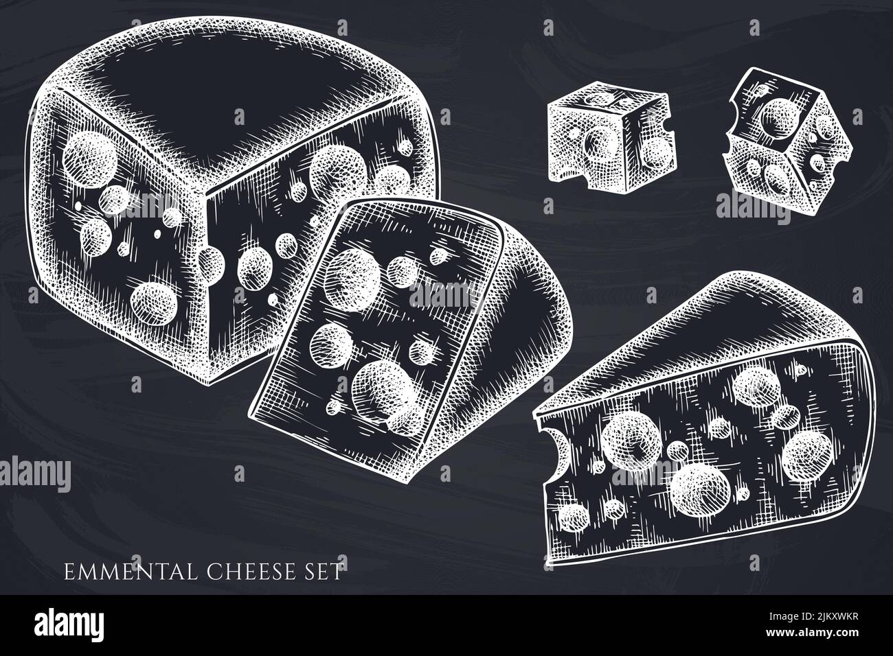 Cheese hand drawn vector illustrations collection. Chalk emmental Stock ...