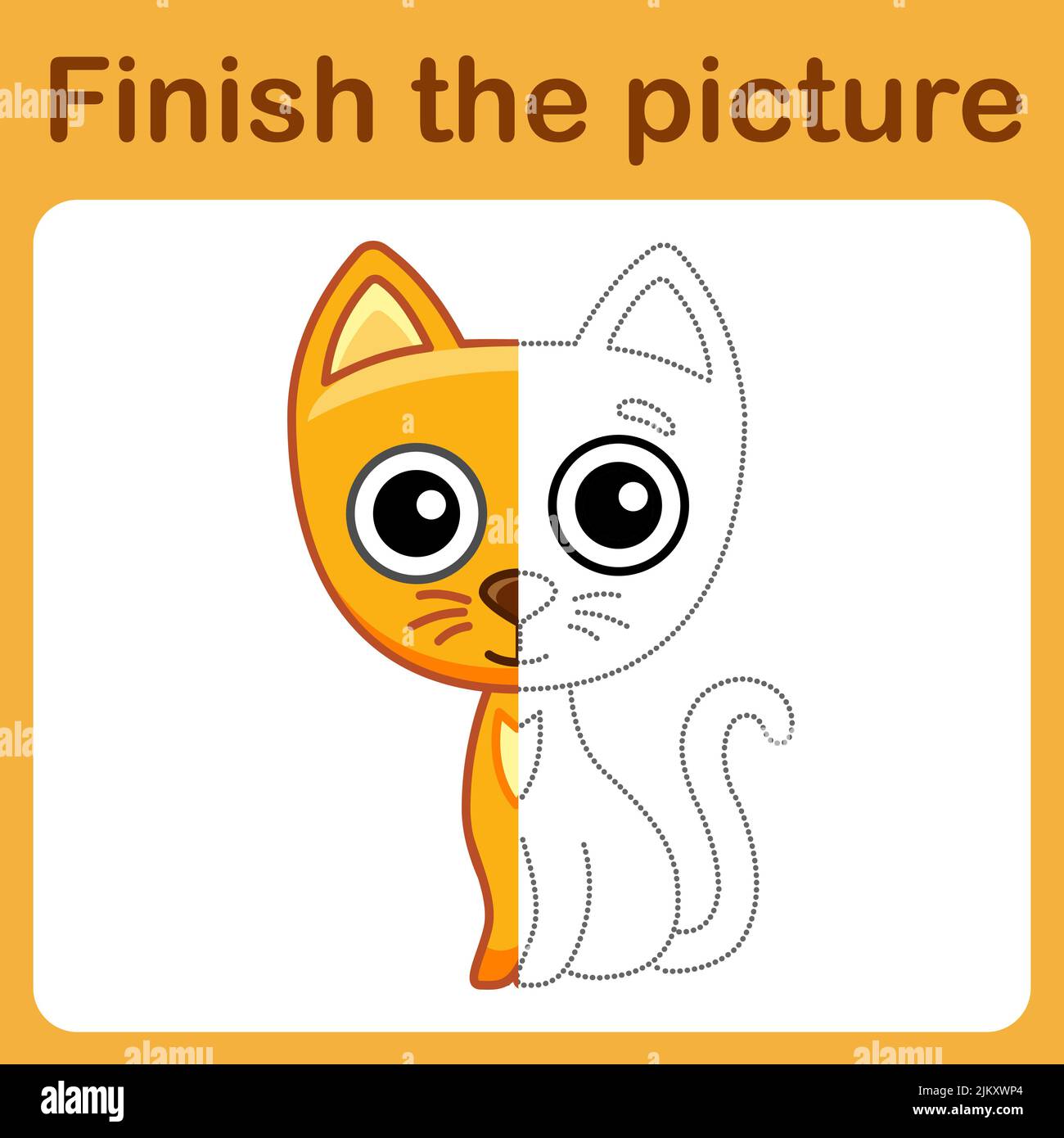 Connect the dot and complete the picture of cat. Simple coloring for ...