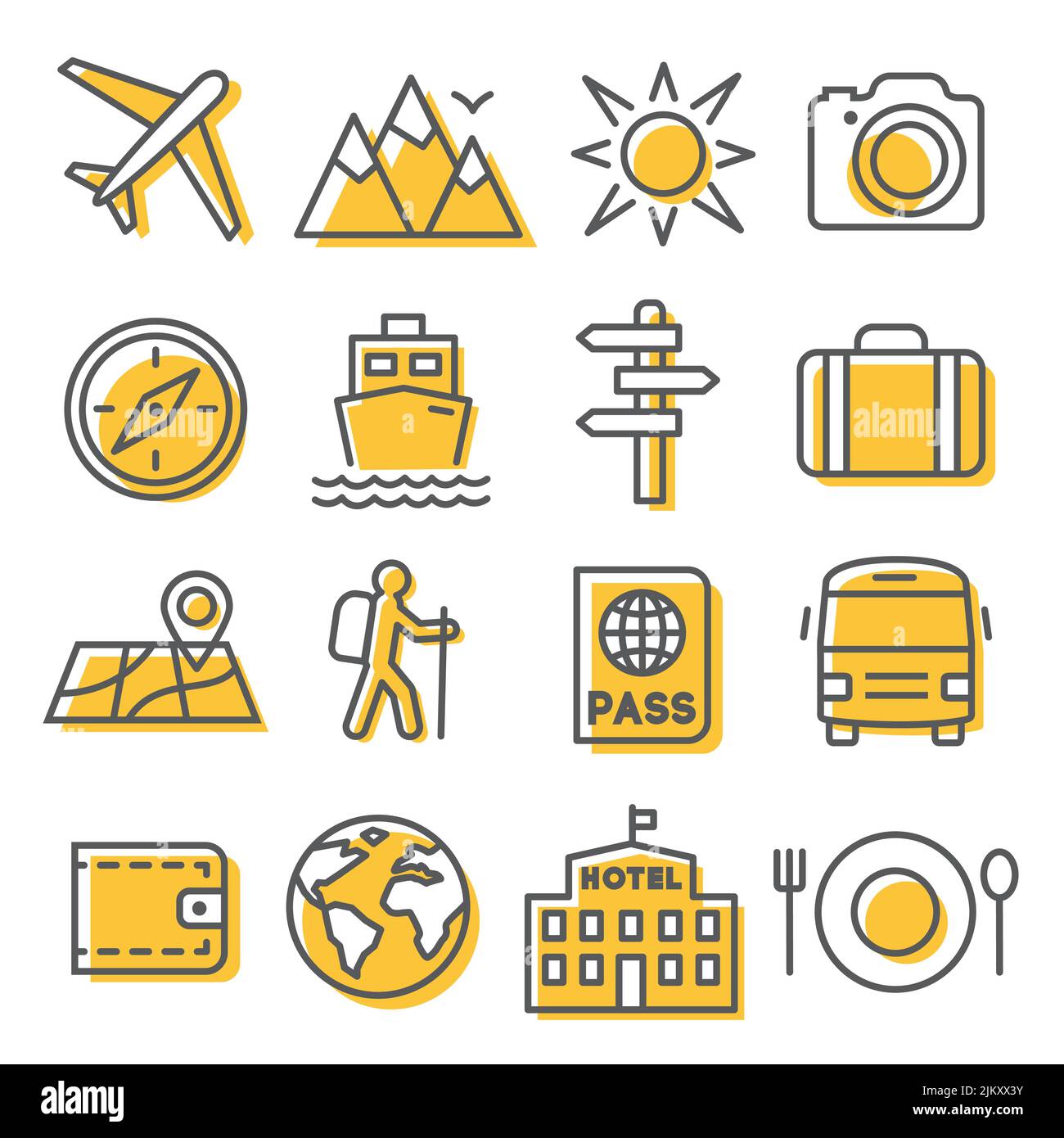 Travel line icons set on white background Stock Vector Image & Art - Alamy
