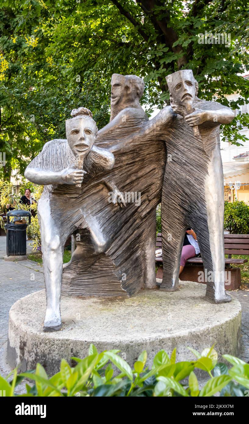 Sculpture depicting theatrical actors in masks, at Müjdat Gezen Arts ...