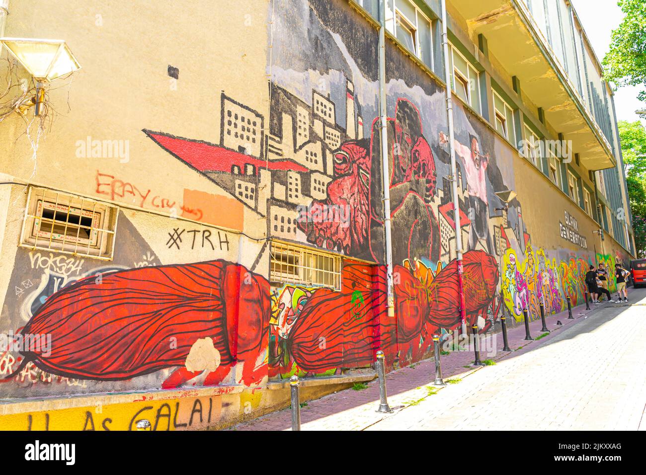 Mural by Canavar - red dystopian horror insects Mural in Istanbul ...