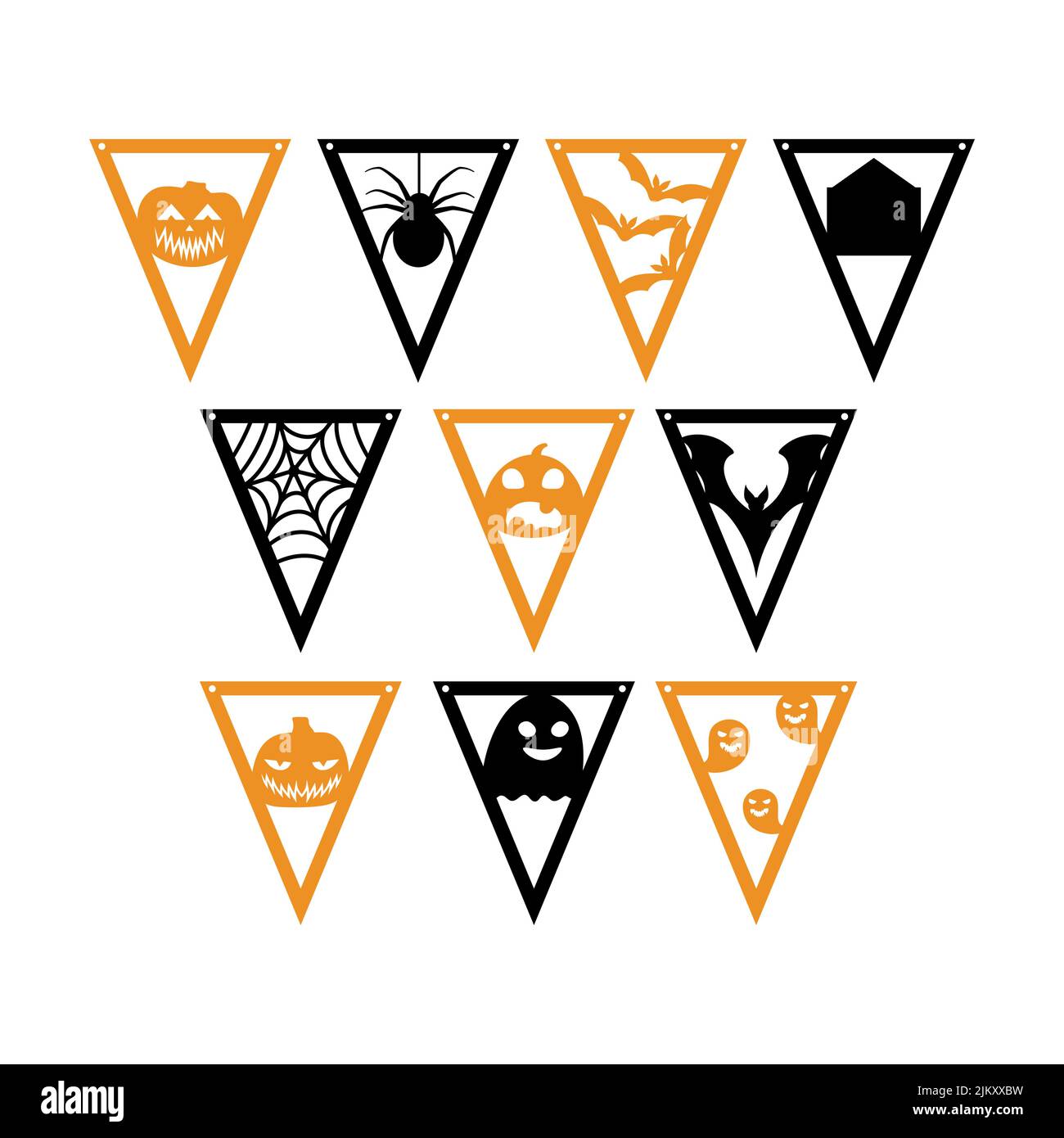 Halloween bunting banner. Set flags decoration for party, nursery wall ...