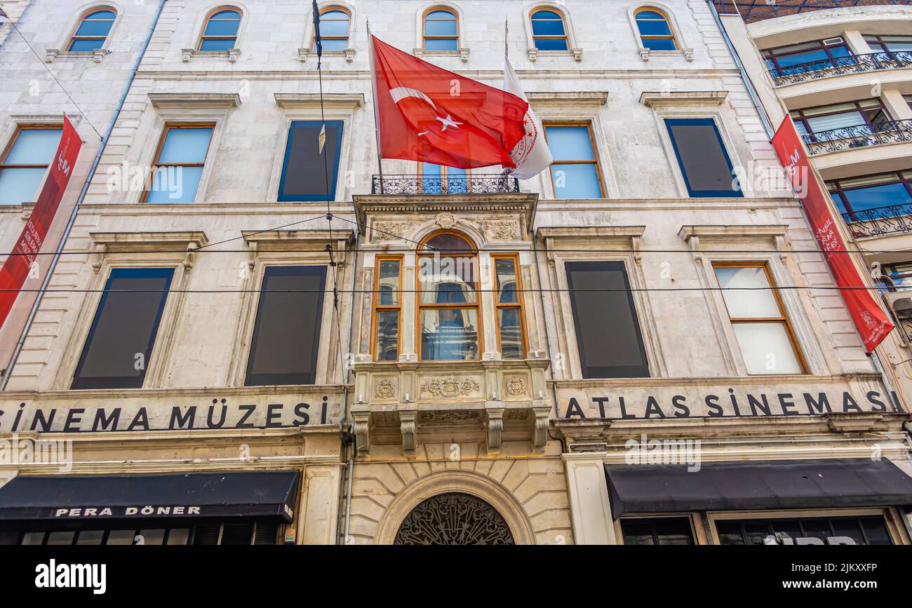 Istanbul Sinema - museum and theatre. Exterior with the sign and ...
