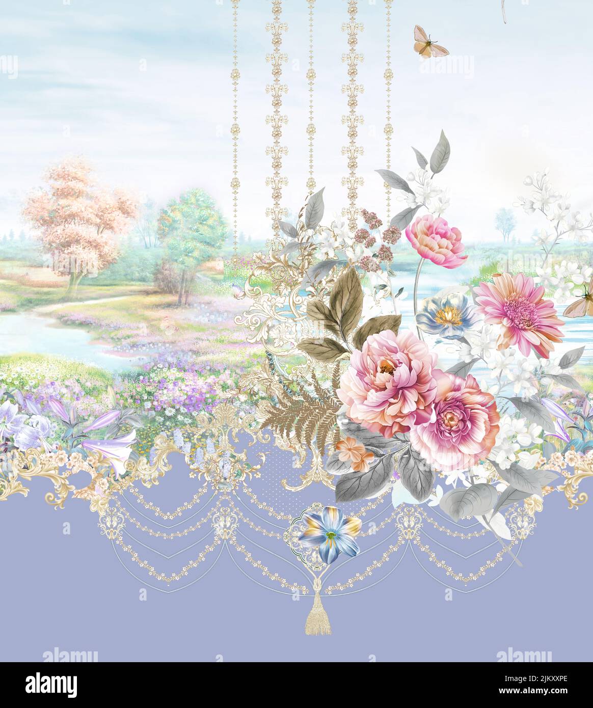The Watercolor Floral Garden Wallpaper Mural For Bedroom Hotel Living