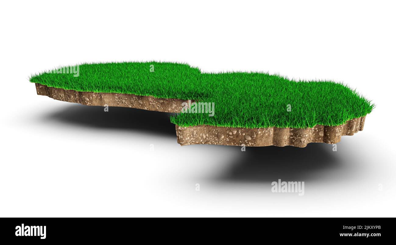 Paraguay map soil land geology cross section with green grass and Rock ...