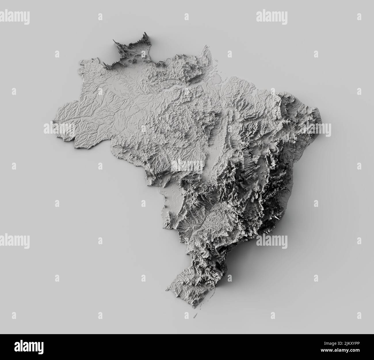 Relief map of Brazil Grey Color Modern minimal Map 3d illustration ...