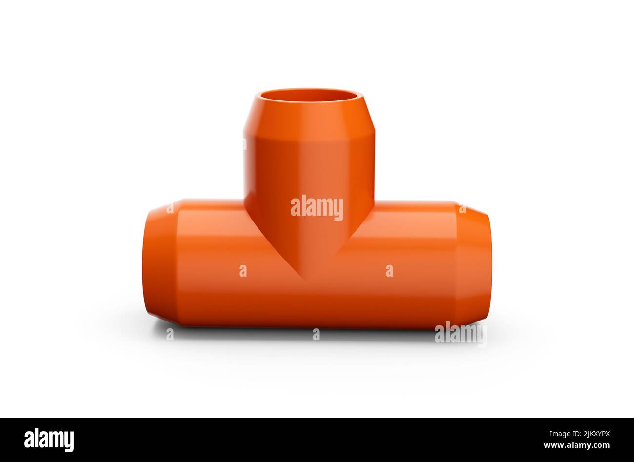PVC Orange Pipe Fitting, PVC Three way pipe joint 3d illustration Stock ...