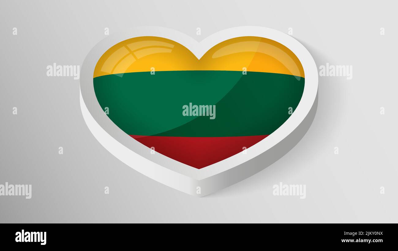 EPS10 Vector Patriotic heart with flag of Lithuania. An element of ...