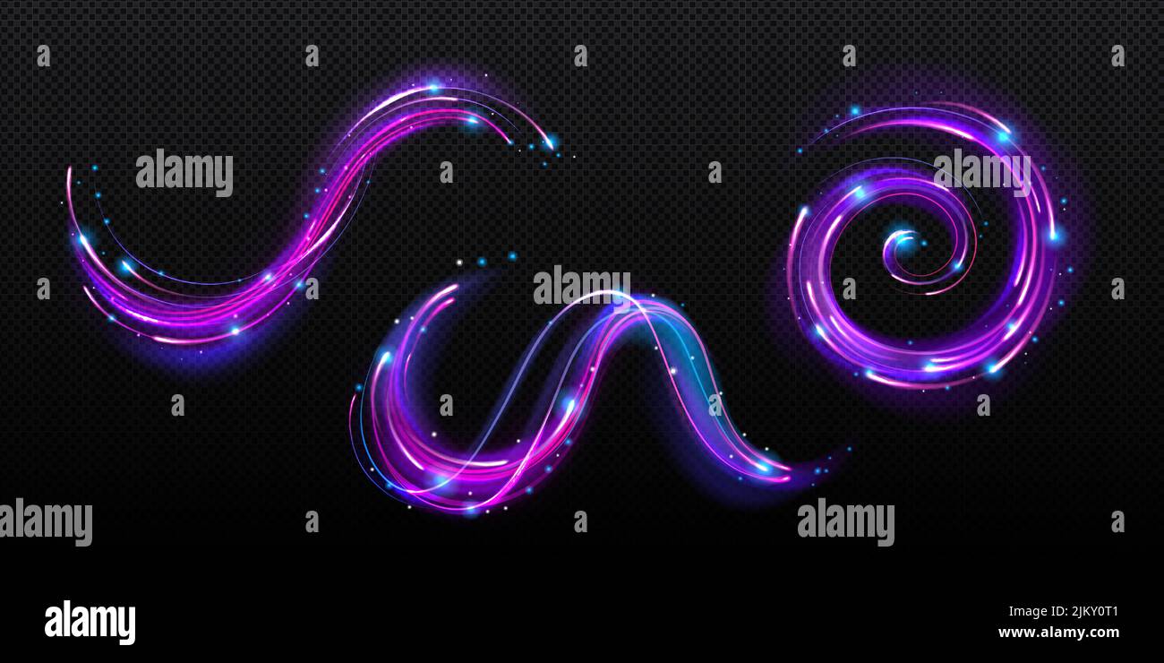 Neon magic swirl, wind effect purple twirl with blue sparkles. Swirl of ...