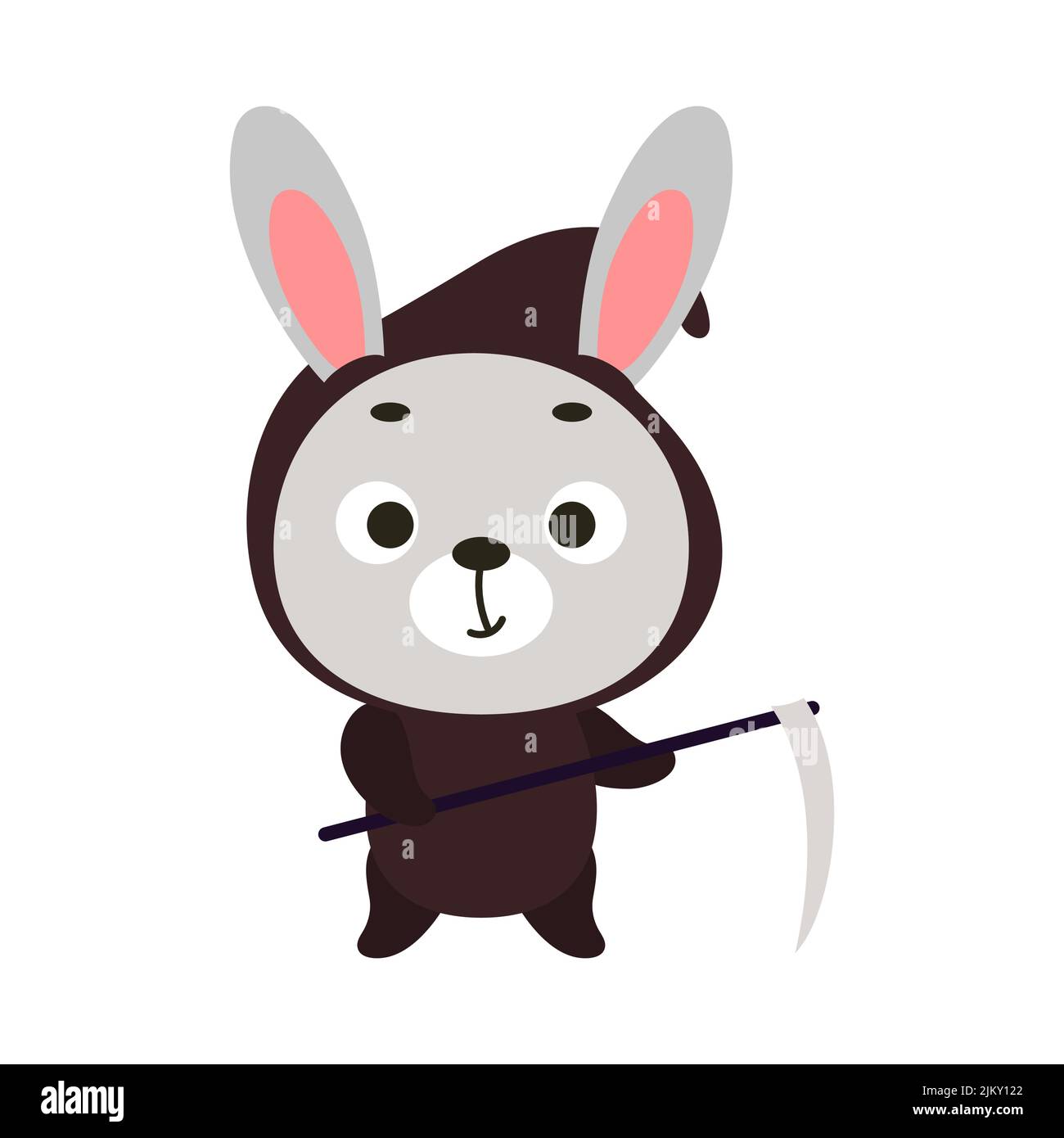 Cute little Halloween rabbit in a grim Reaper costume. Cartoon animal ...