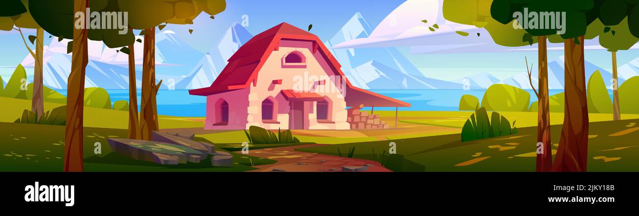 Trees lake on country Stock Vector Images - Alamy