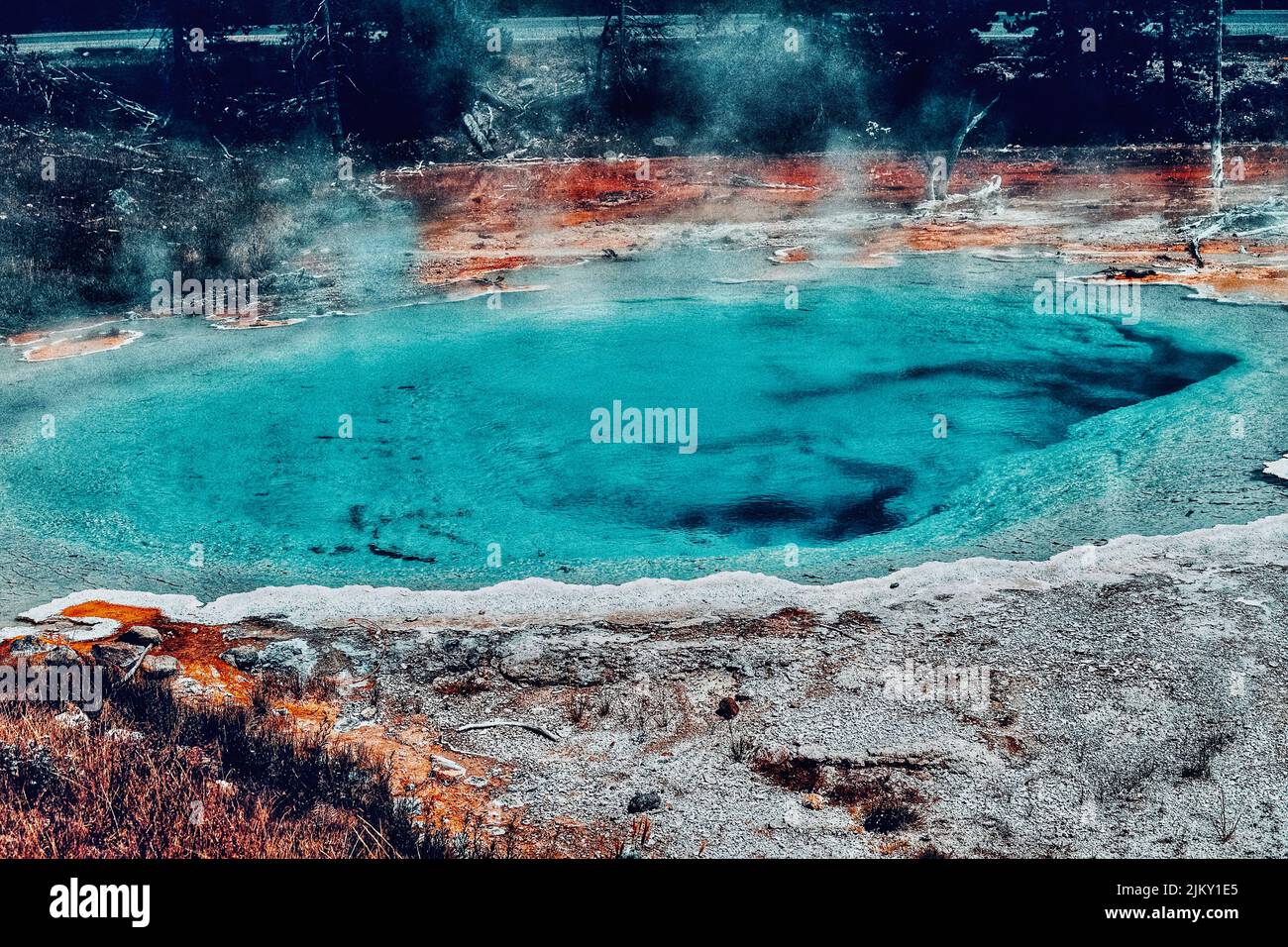 A view of the hot spring in Yellowstone National Park in Montana, the ...