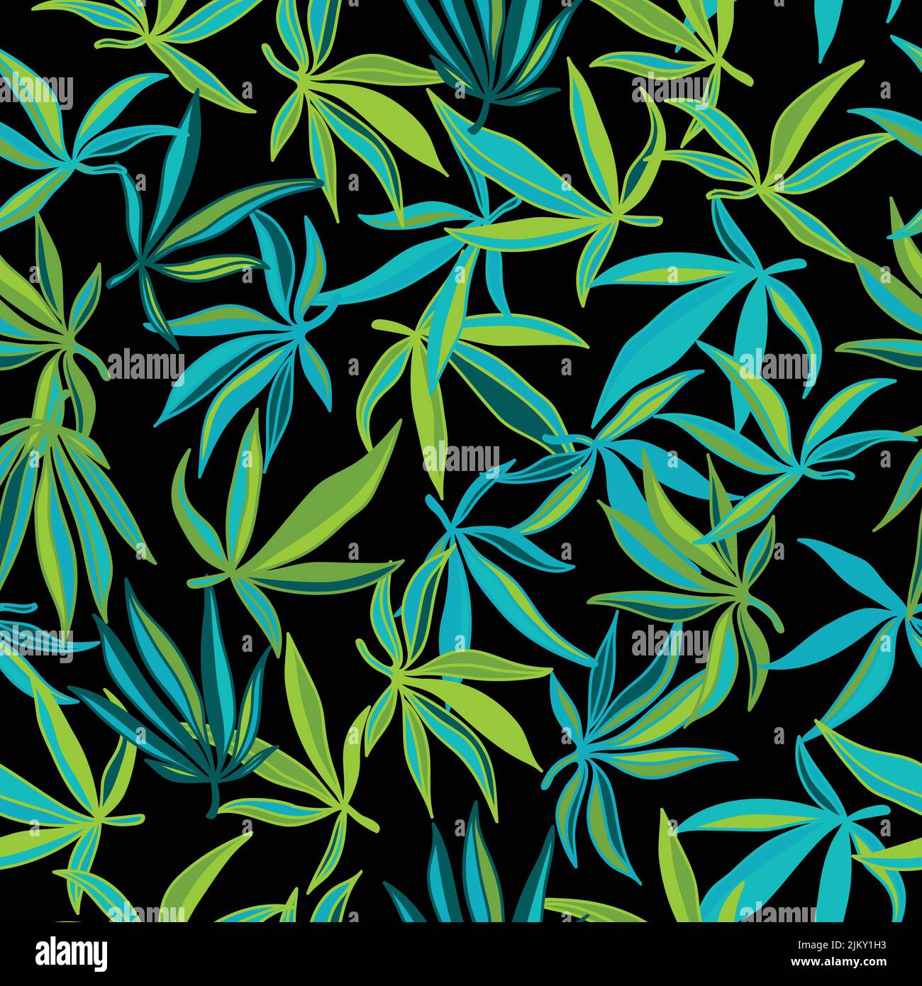 Cannabis sativa leaves seamless pattern. Fluorescent colored vector ...