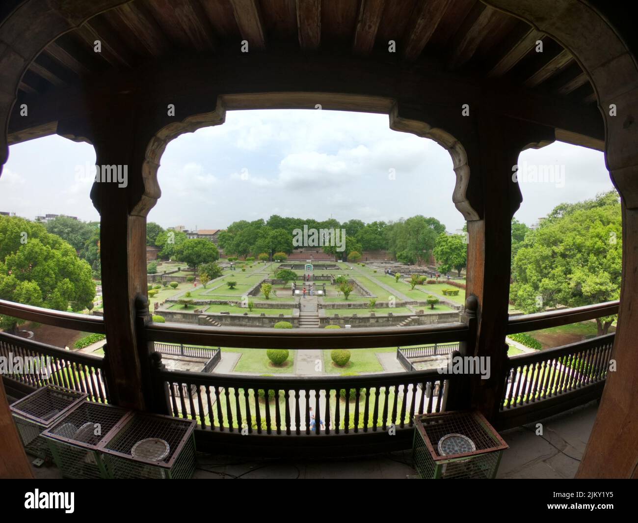 An outdoor view of a park seen from a balcony Stock Photo - Alamy