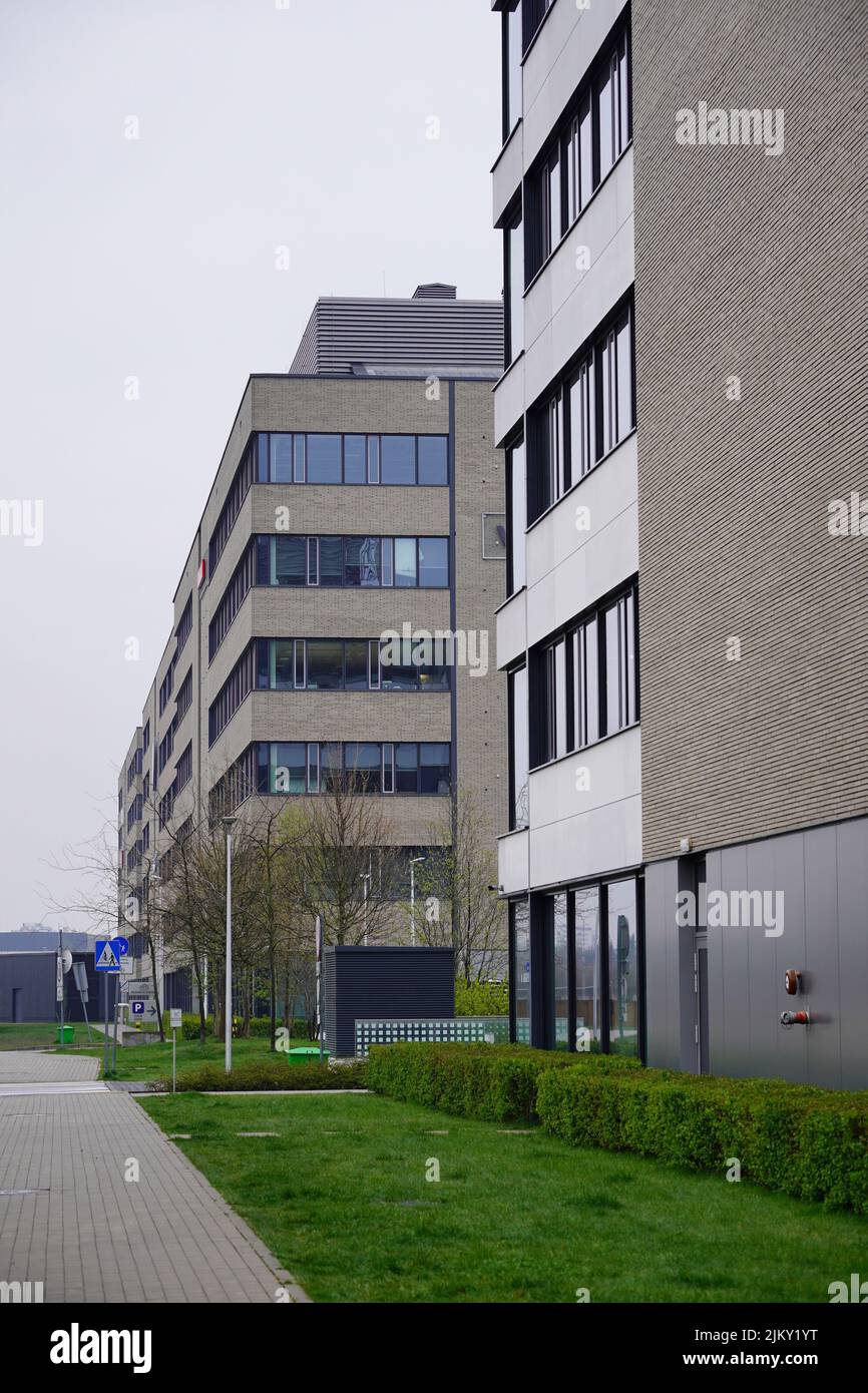 A footpath next to modern office building in Business Garden in the ...