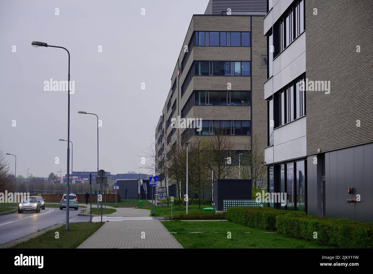 A footpath next to modern office building in Business Garden in the ...