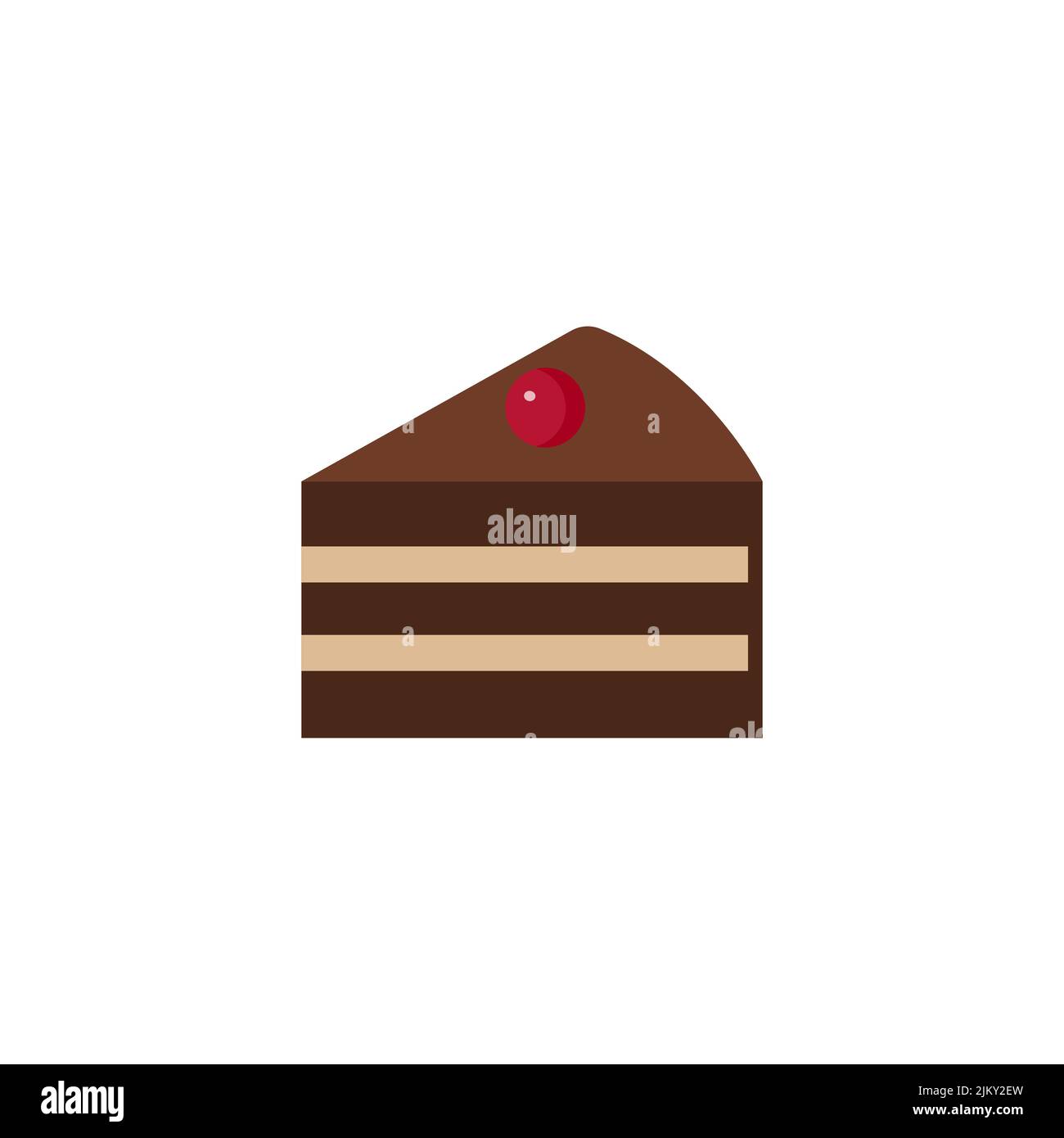 Chocolate cake slice icon vector isolated on white background Stock ...