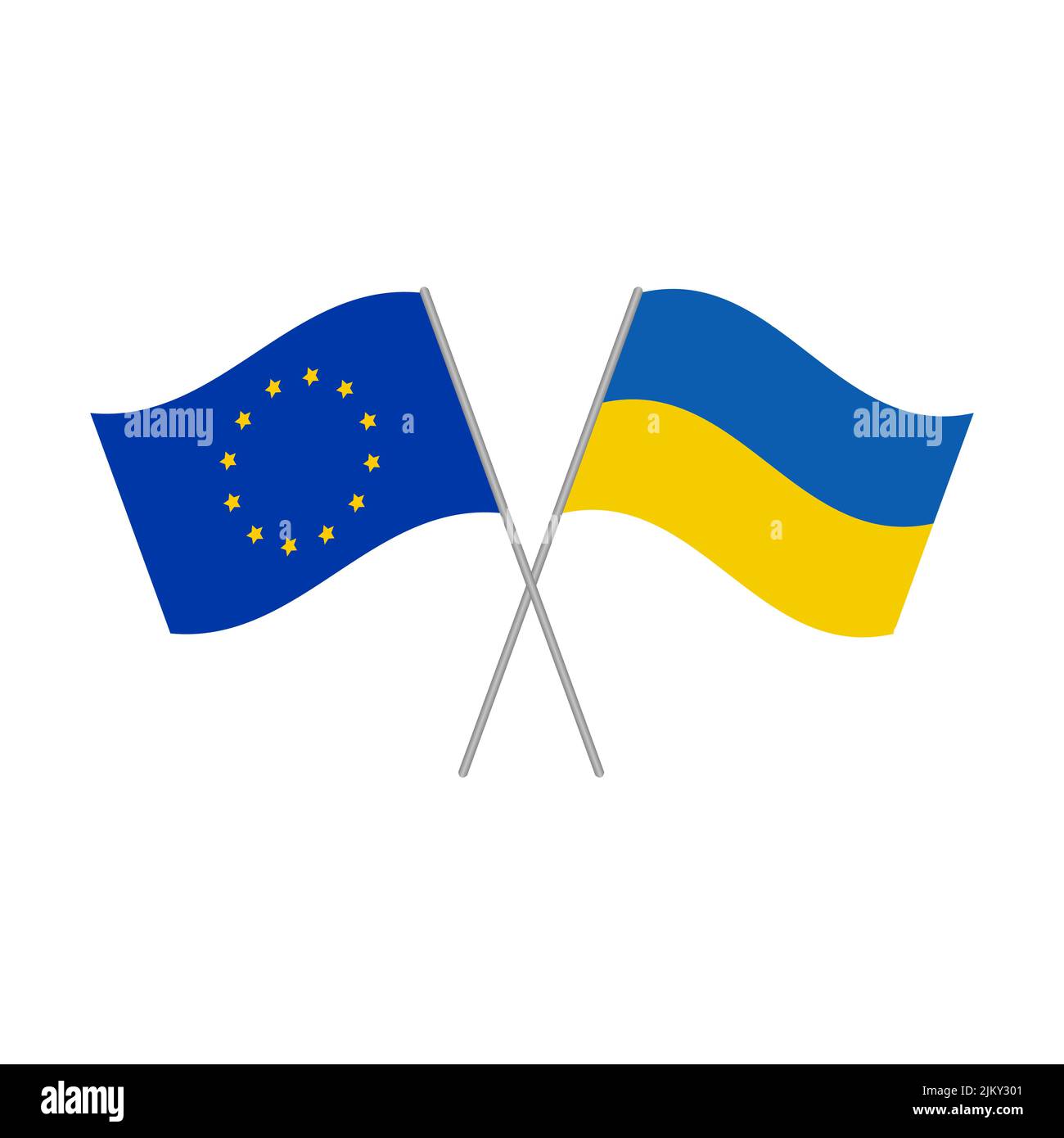 European Union and Ukraine flags isolated on white background. Vector ...