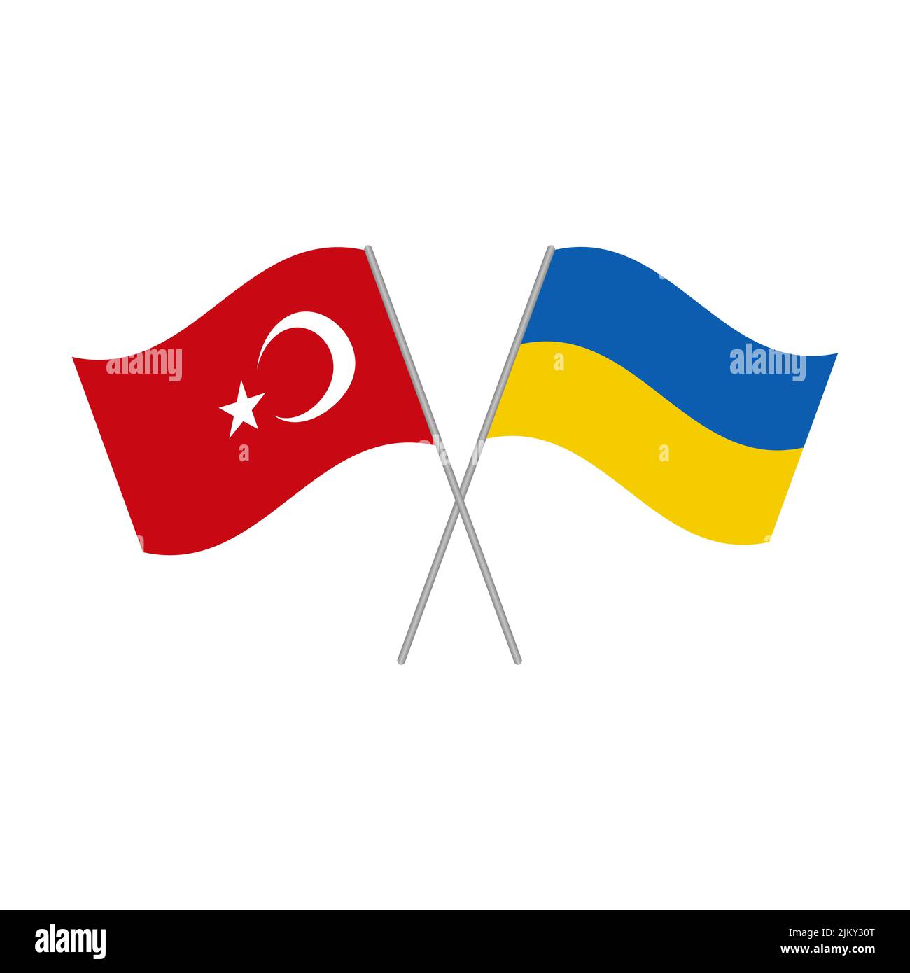 Ukraine and Turkey flags isolated on white background. Vector ...