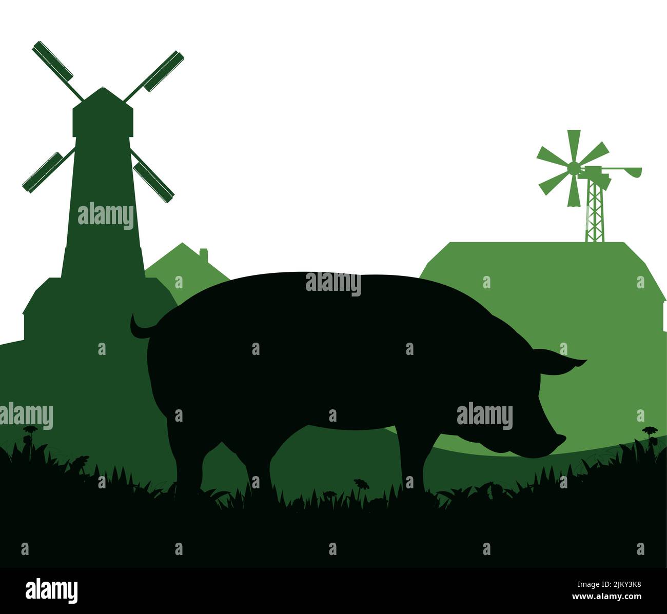 Sketch cow in landscape Stock Vector Images - Alamy