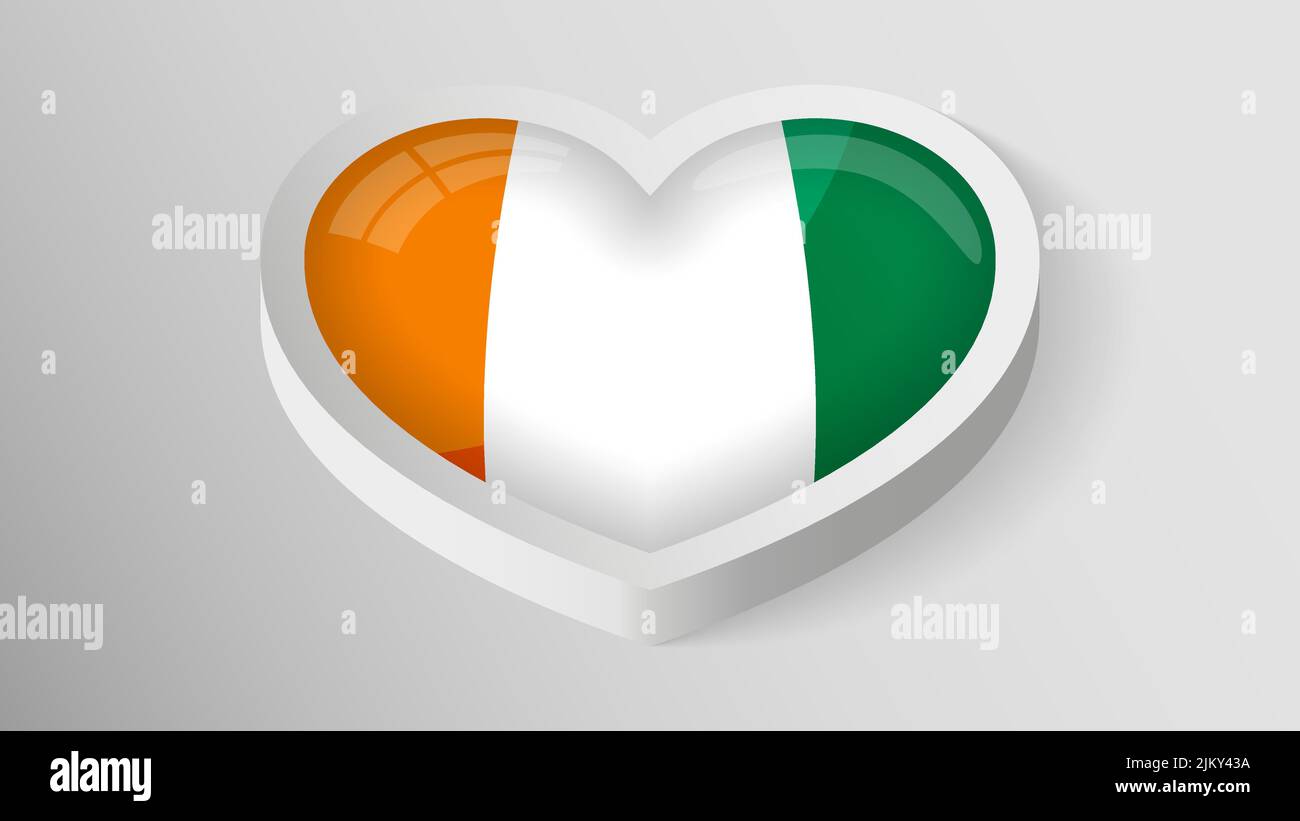 EPS10 Vector Patriotic heart with flag of IvoryCoast. An element of ...