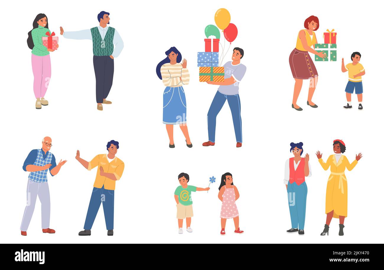 Resentment concept. Different vector people set. Adults and children ...