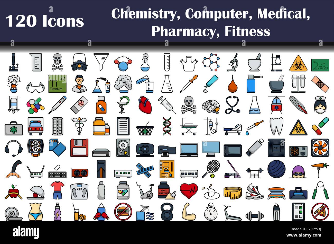 120 icons of chemistry hi-res stock photography and images - Alamy