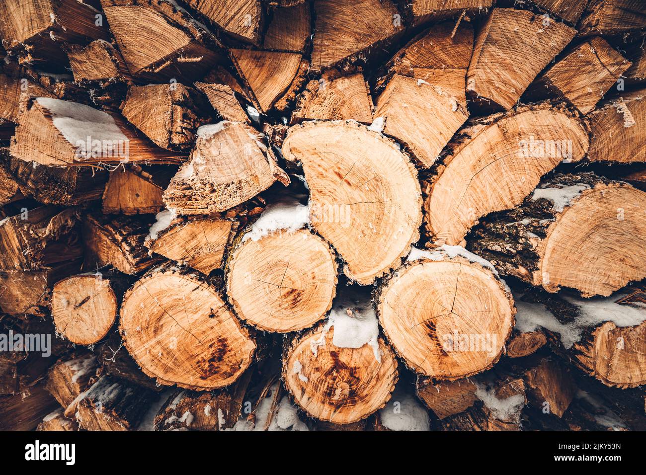 A beautiful laid firewood background Stock Photo - Alamy