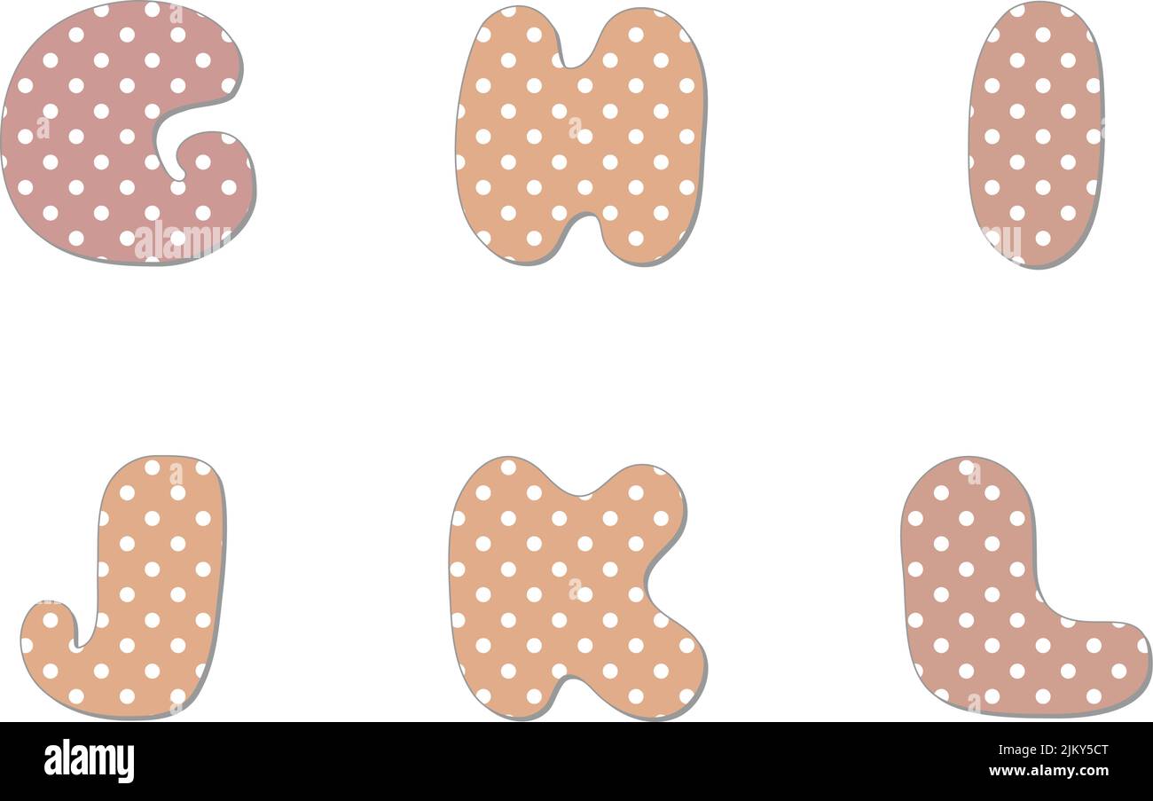 Polka dot alphabet. Pastel boho polka dots font. Hand drawn letter ...