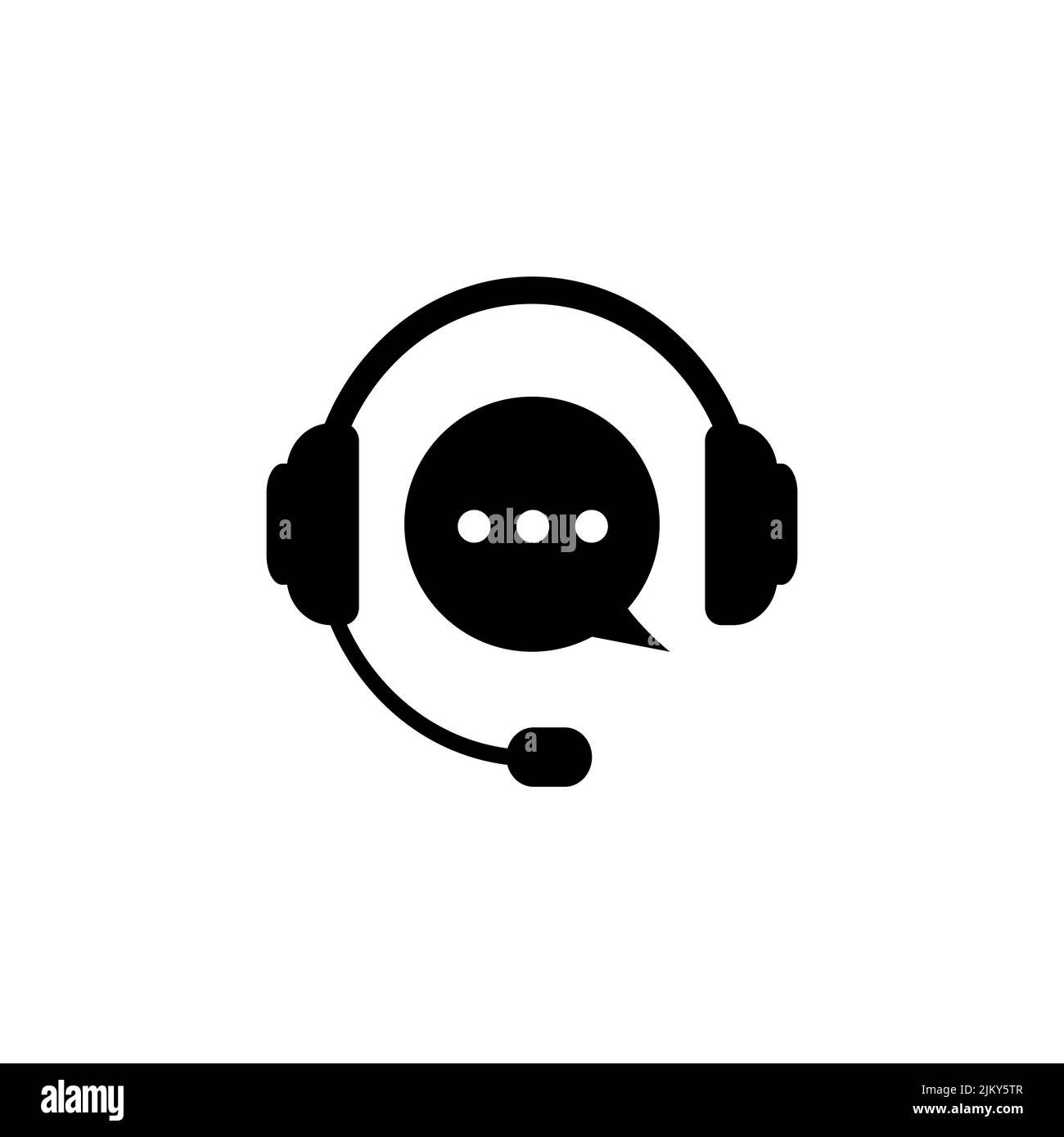 Support icon. Hotline support service with headphones vector icon Stock ...