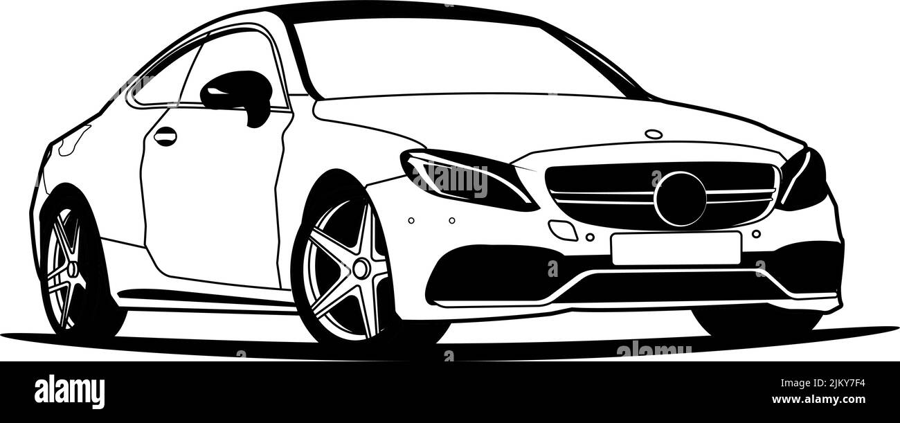 A white and black luxury car design for coloring page Stock Vector ...