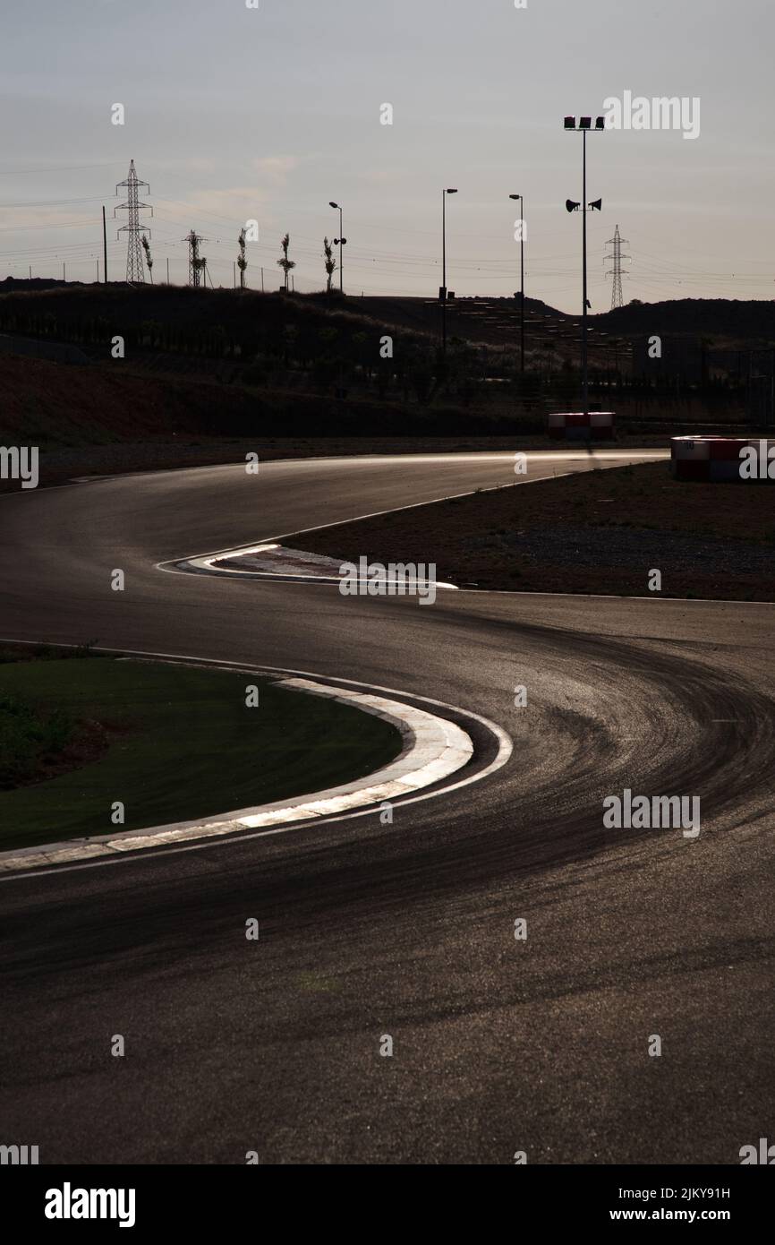 A vertical shot of an empty race track Stock Photo - Alamy