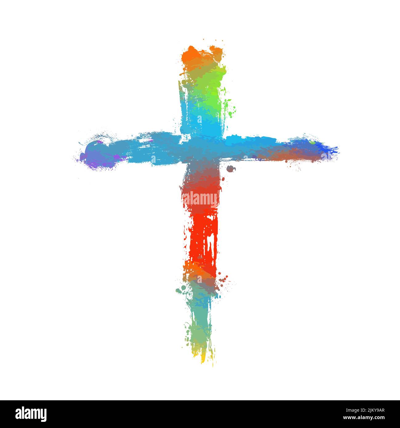 Colored religious cross brushstroke. Vector illustration Stock Vector ...