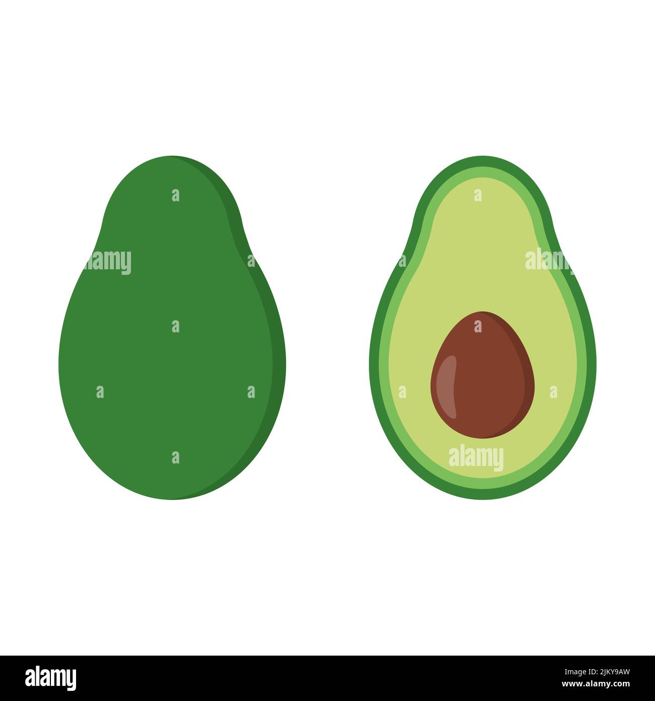 Whole and cut avocado icon isolated. Vector illustration Stock Vector ...