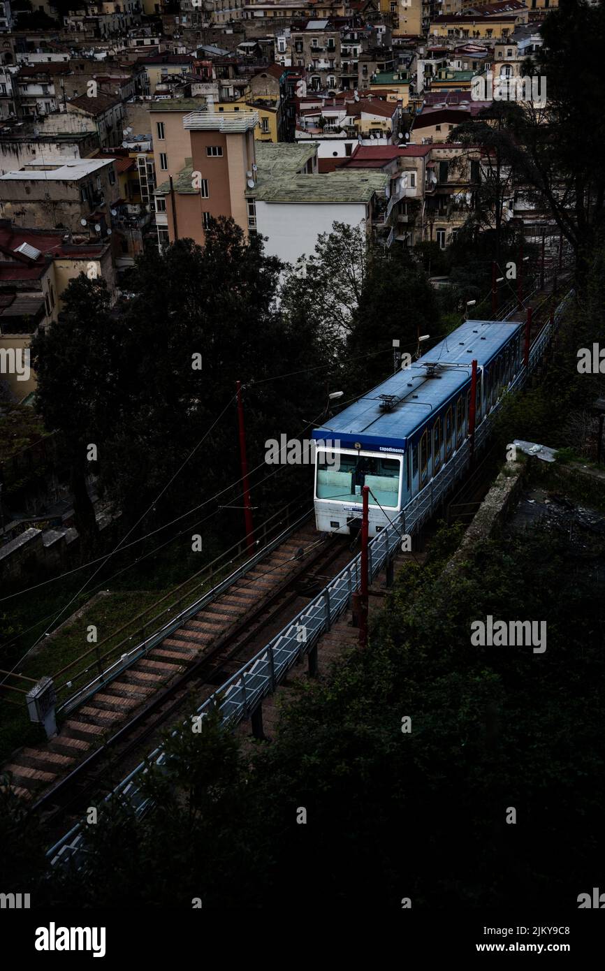 The Naples, Italy Funicolare transportation- mountain cable car Stock ...