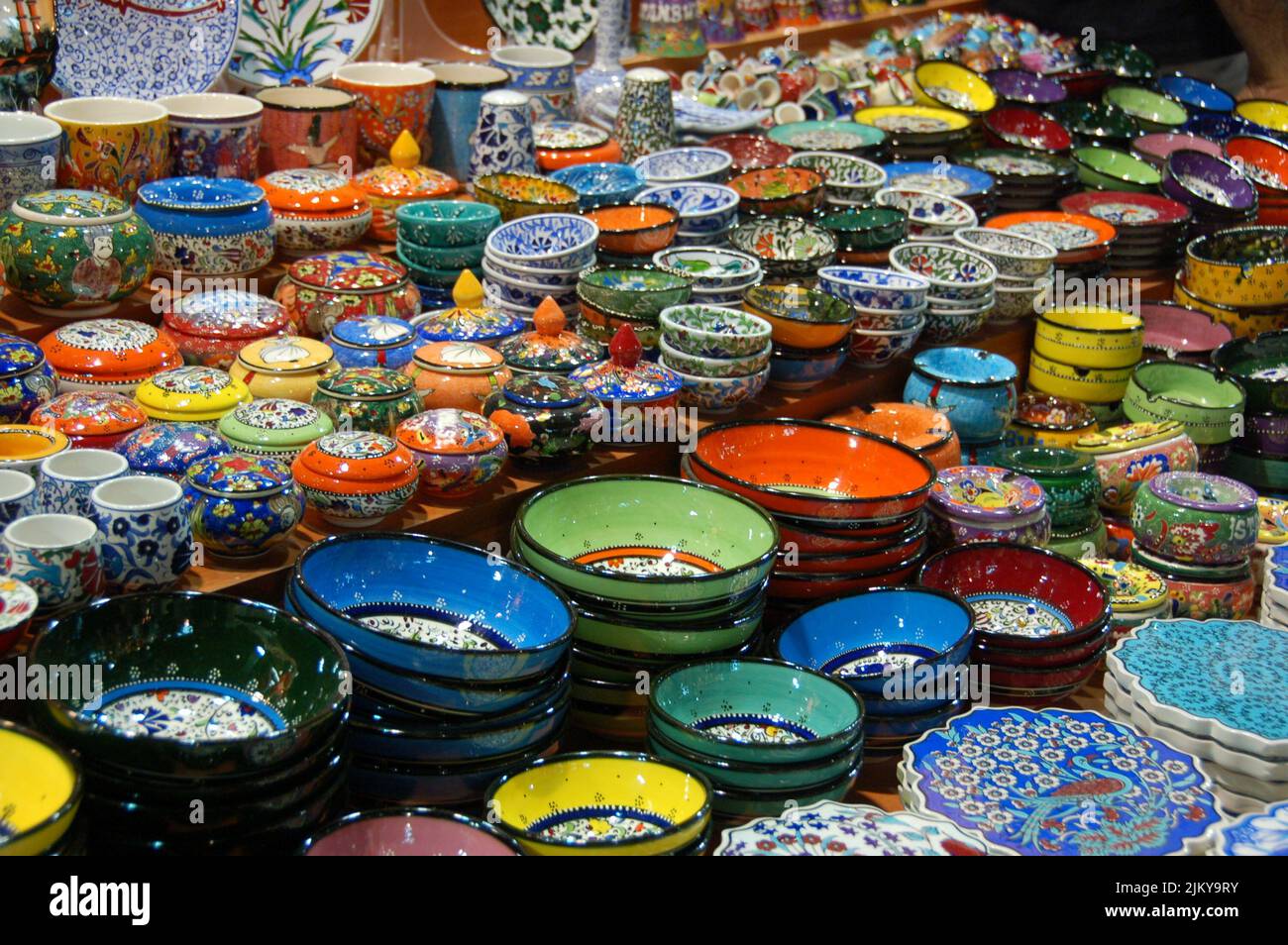 Colored Turkish goods displayed in the stalls Stock Photo - Alamy