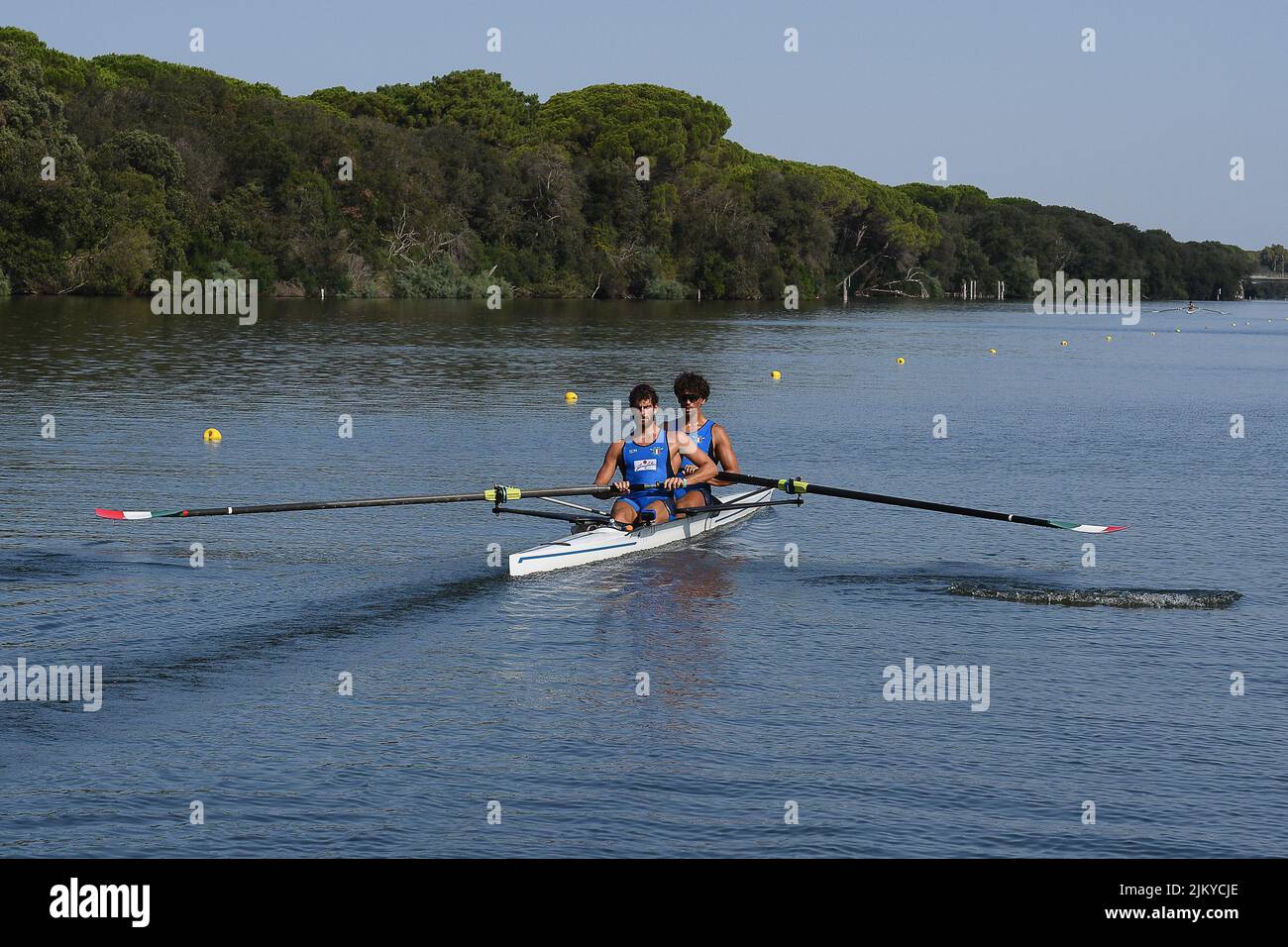 Sabaudia Lake, Lazio, Italy. 3rd Aug, 2022. The Italian National rowing ...