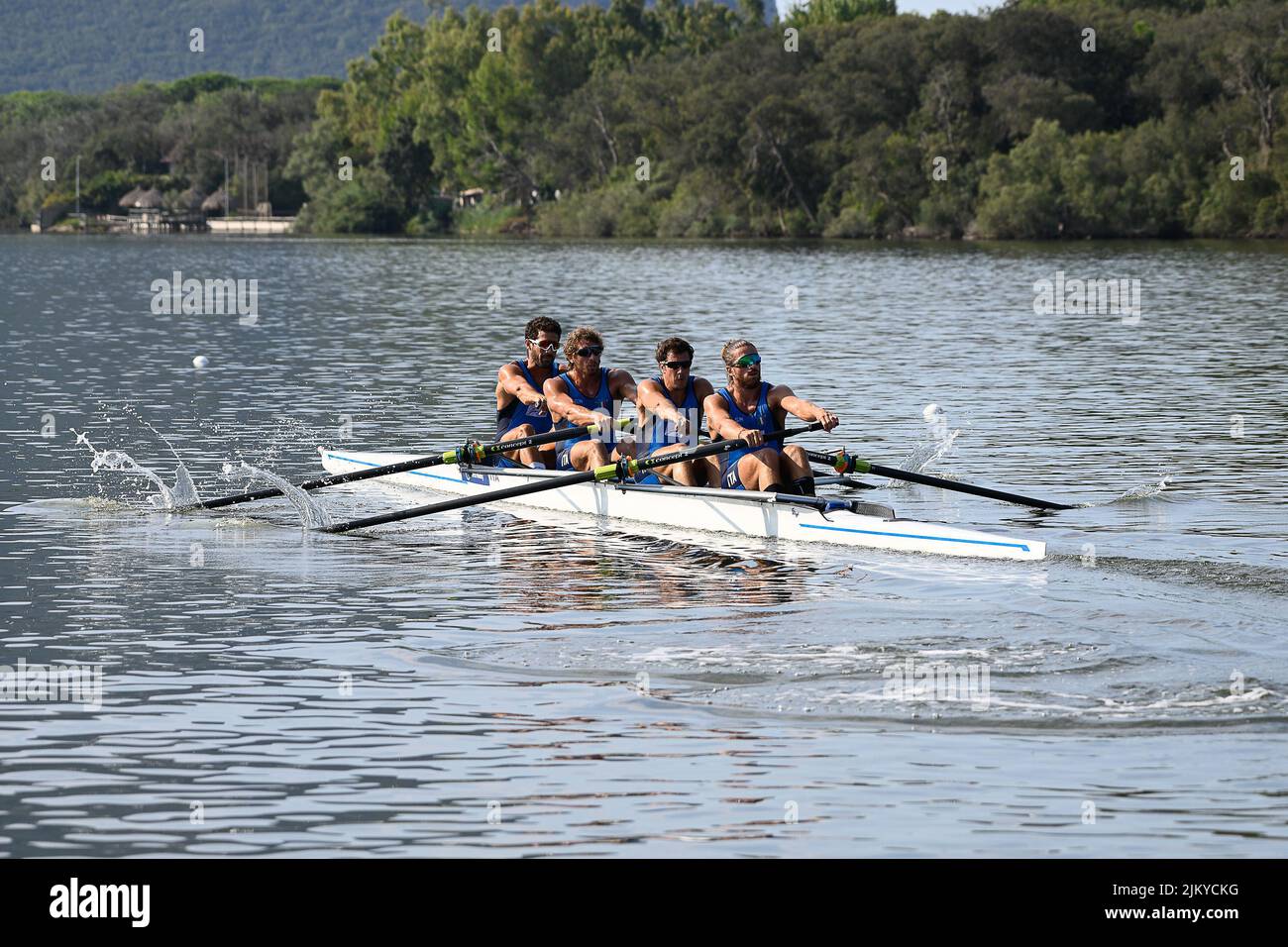 Sabaudia Lake, Lazio, Italy. 3rd Aug, 2022. The Italian National rowing ...