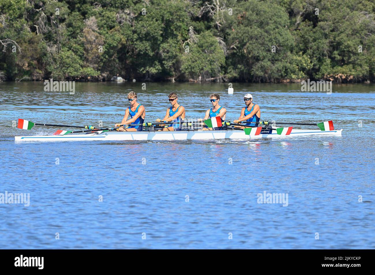 Sabaudia Lake, Lazio, Italy. 3rd Aug, 2022. The Italian National rowing ...