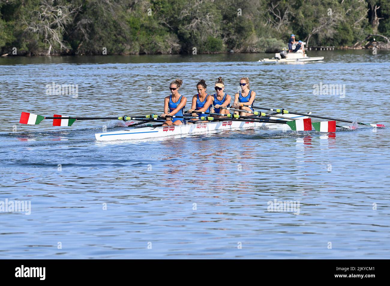 Sabaudia Lake, Lazio, Italy. 3rd Aug, 2022. The Italian National rowing ...