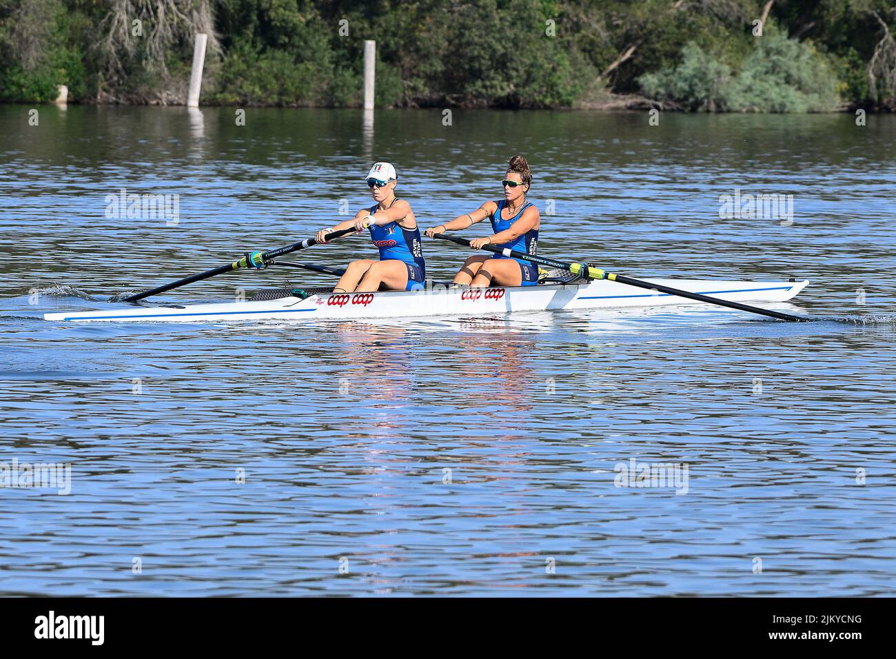 Sabaudia Lake, Lazio, Italy. 3rd Aug, 2022. The Italian National rowing ...