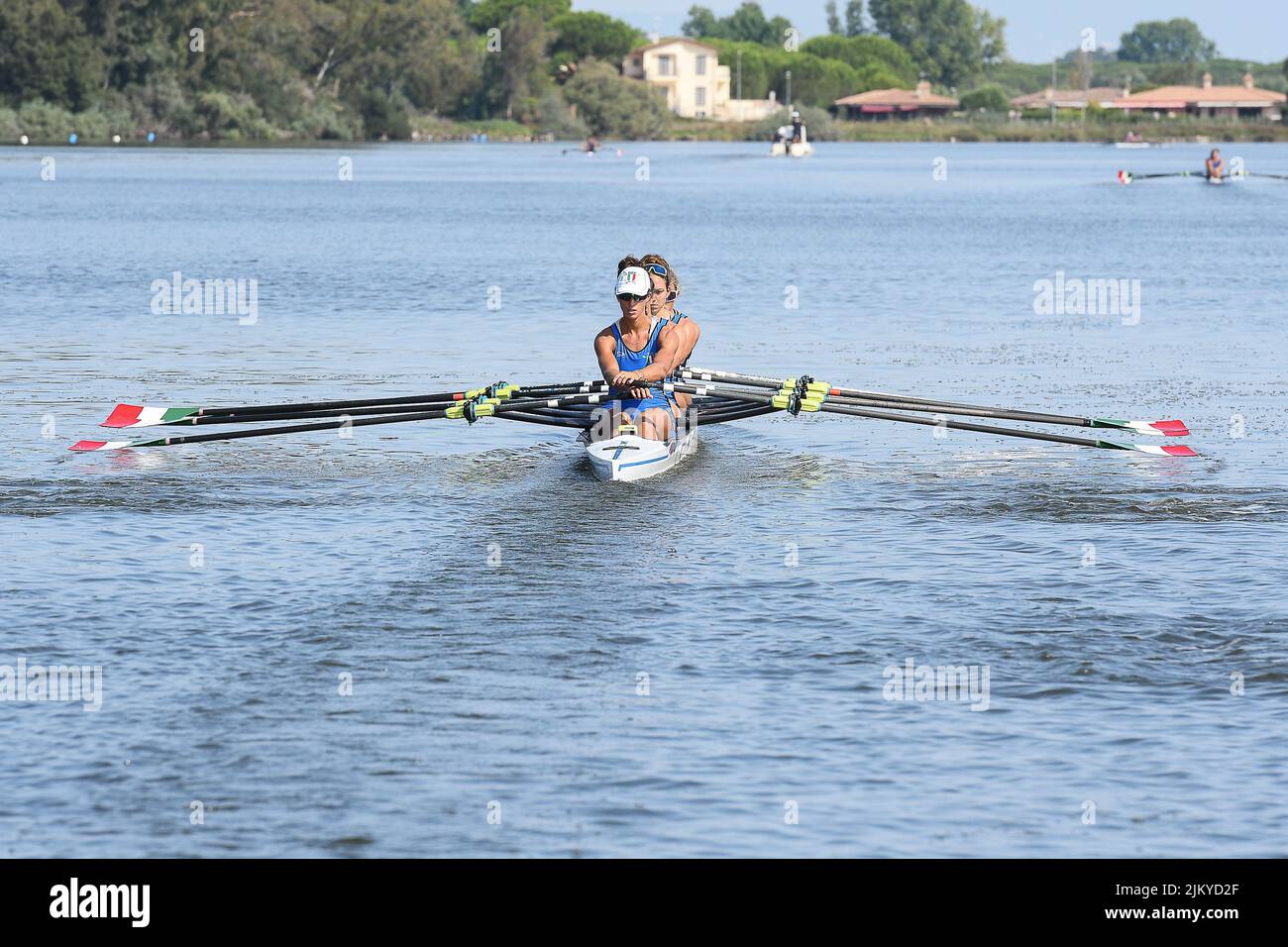 Sabaudia Lake, Lazio, Italy. 3rd Aug, 2022. The Italian National rowing ...