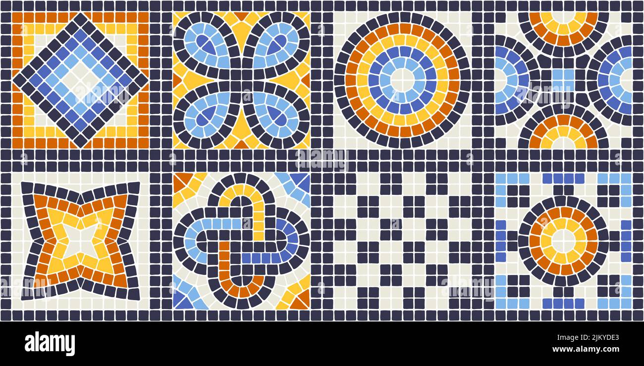 Ancient mosaic tile pattern. Decorative antique stone ornament ...