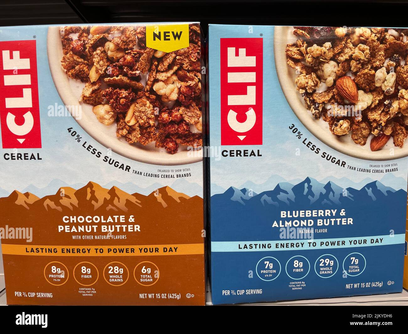 Grovetown, Ga USA - 04 20 22: Walmart retail store Cliff cereal box ...