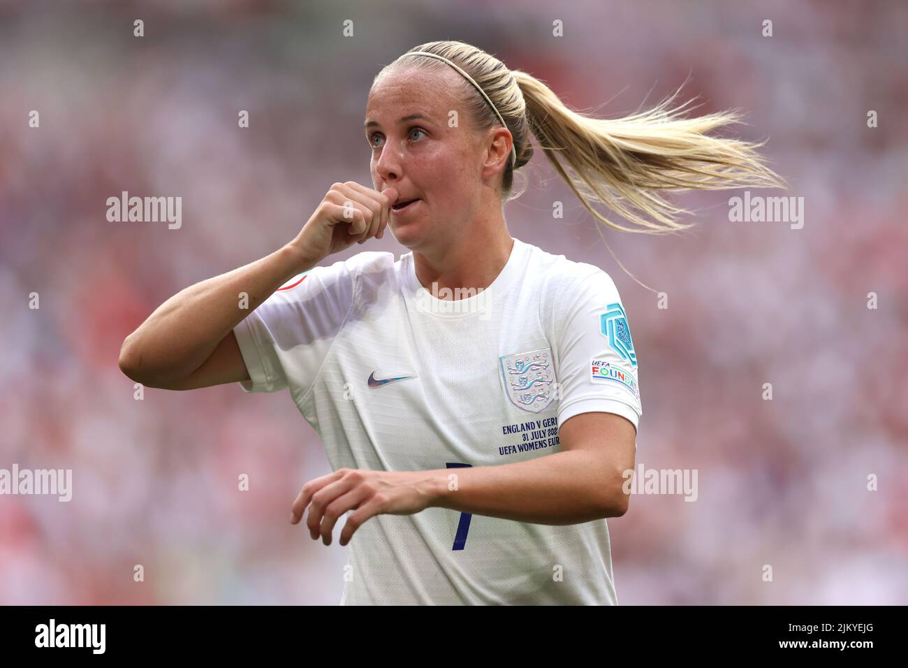 London, England, 31st July 2022. Beth Mead of England reacts during the ...
