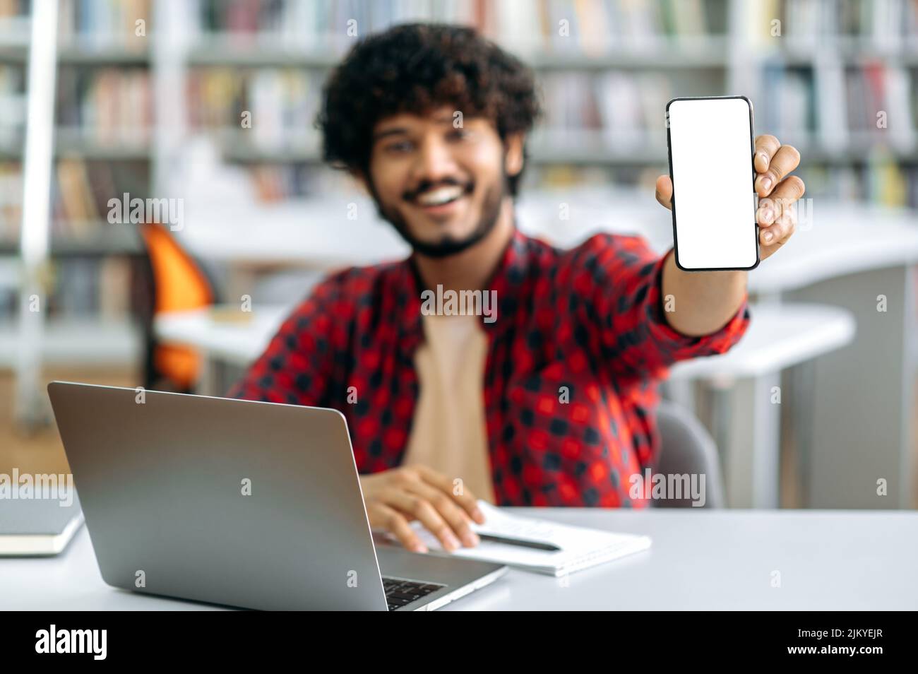 Mock-up and copy-space concept. Photo of defocused Indian or Arabian ...